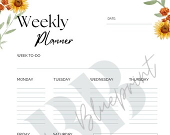 Sunflower Weekly Planner PDF - Etsy
