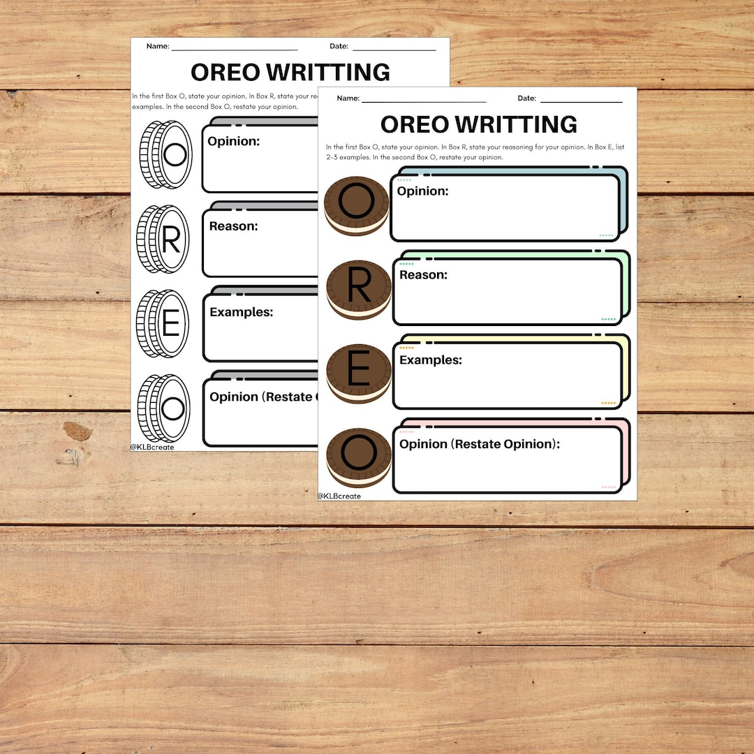 OREO Writing - Opinion/reasons/examples/restate Opinion - Etsy