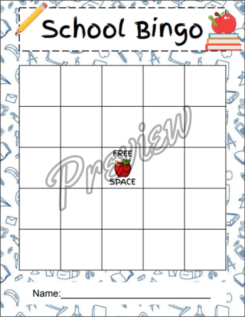 Back to School DIY Bingo - Etsy