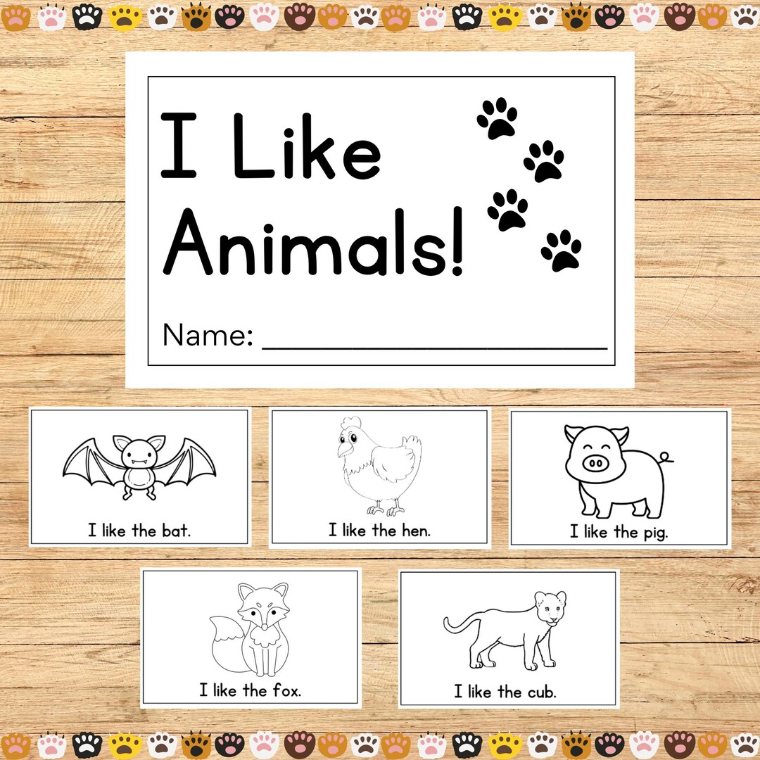 Simple CVC Book "i Like Animals" - Etsy