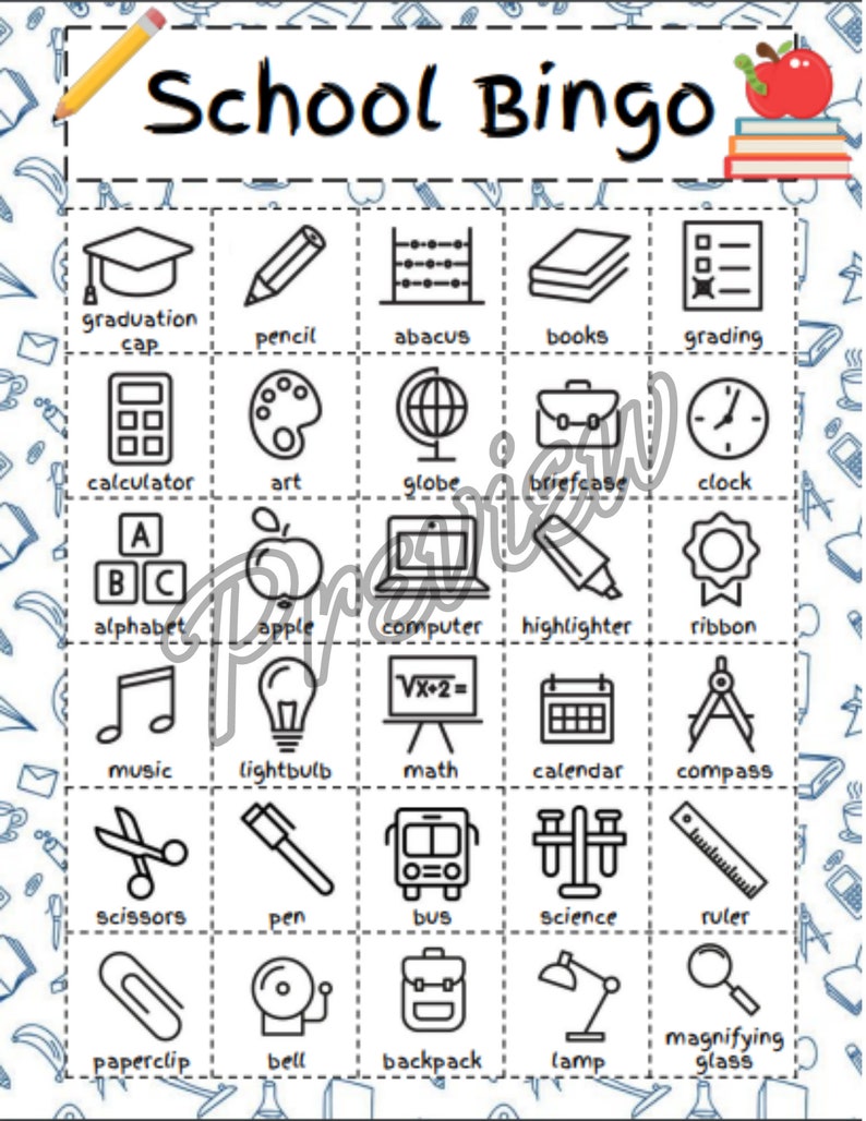 Back to School DIY Bingo - Etsy