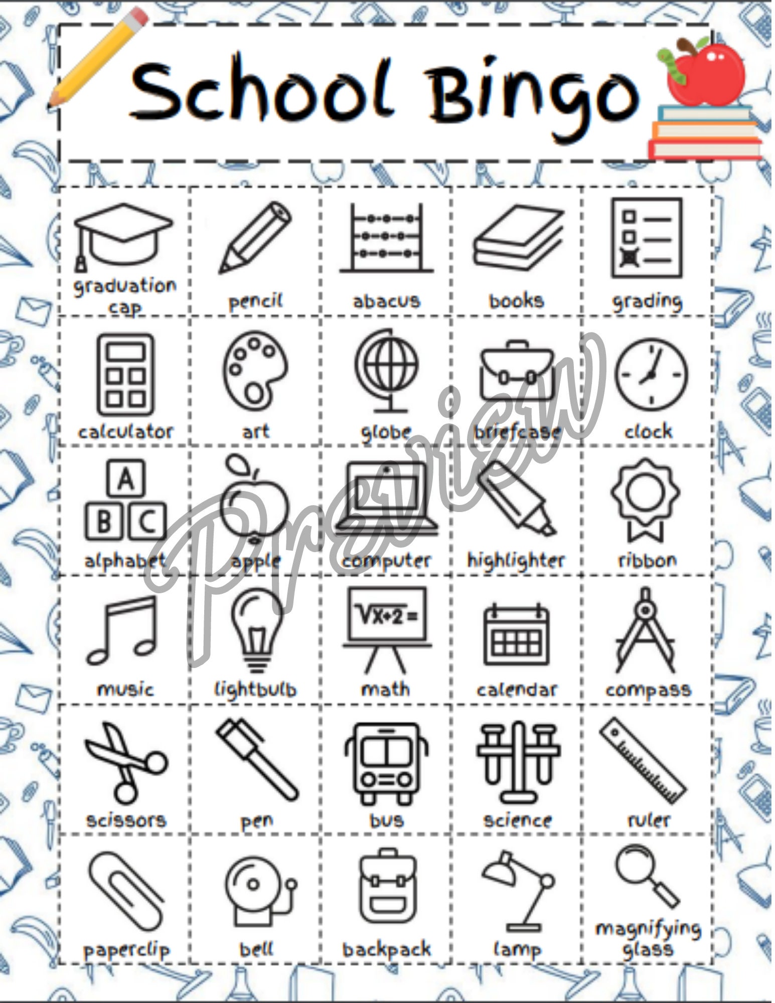 Back to School DIY Bingo - Etsy
