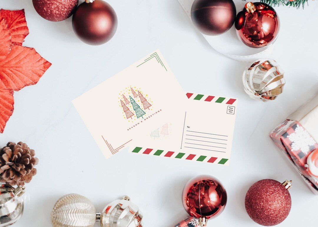 Season's Greetings Postcard Printable Postcard digital Download 5.50 X ...