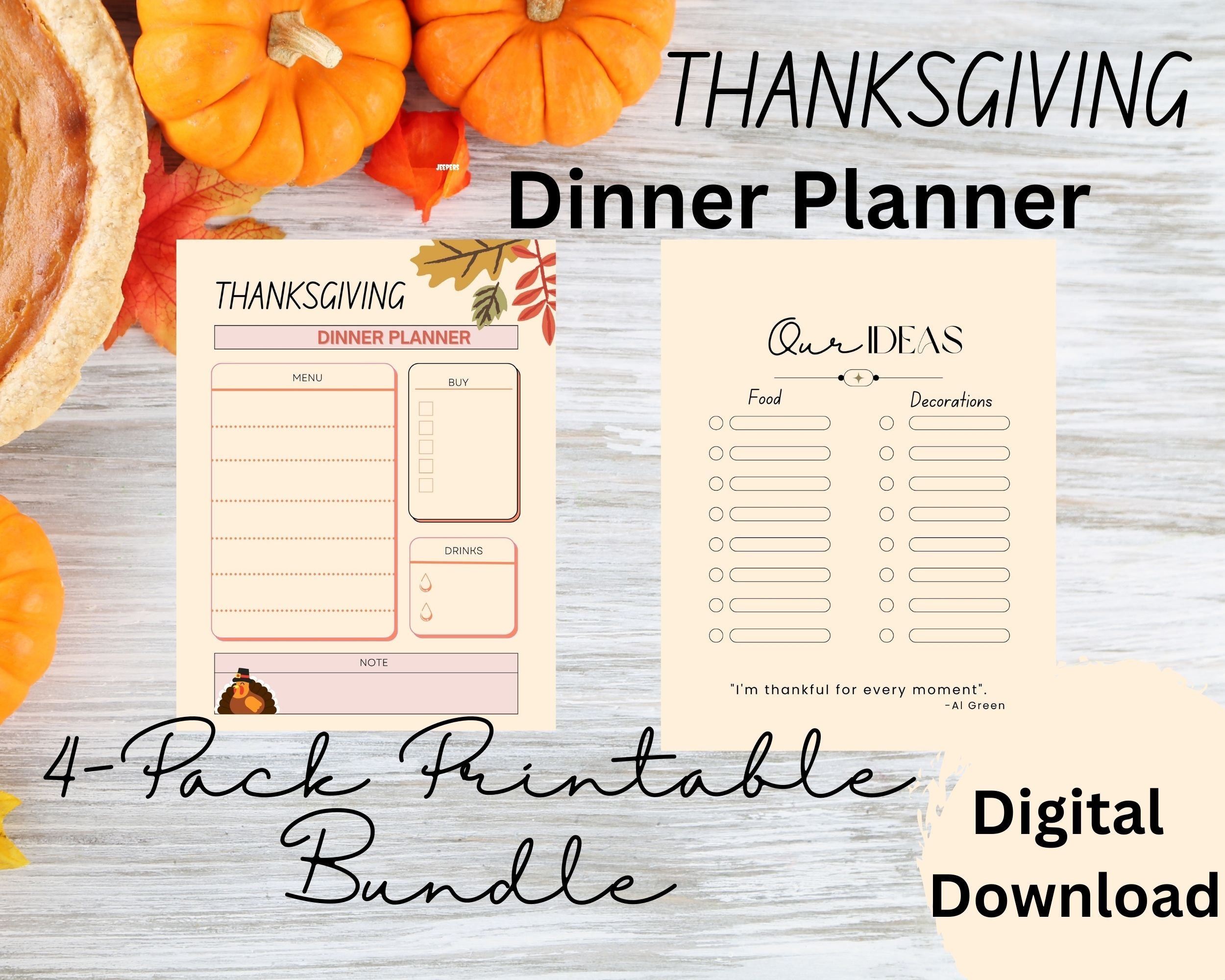 Thanksgiving Menu Planner, Printable Planner, Seasonal, Holiday Planner ...