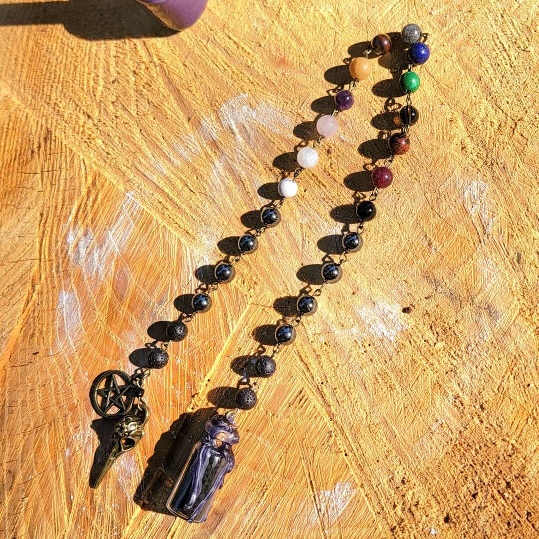 Pagan Prayer Beads - Protection Jar and Bird Skull Charm - Etsy
