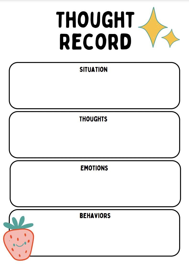 Printable Thought Record PDF - Etsy