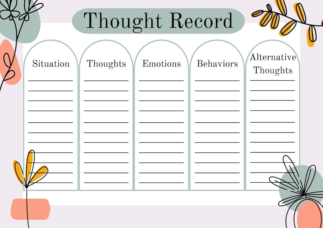 Thought Record Worksheet - Etsy