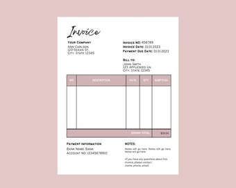 Cute Invoice Template - Etsy UK