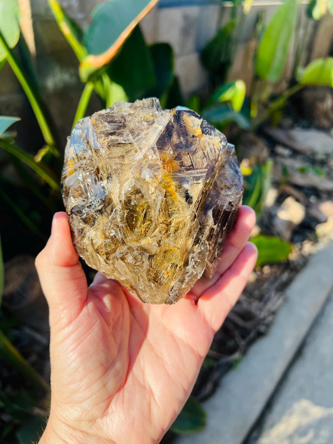 Elestial Smokey Quartz, With Some Gold and Exhibits A Unique External ...