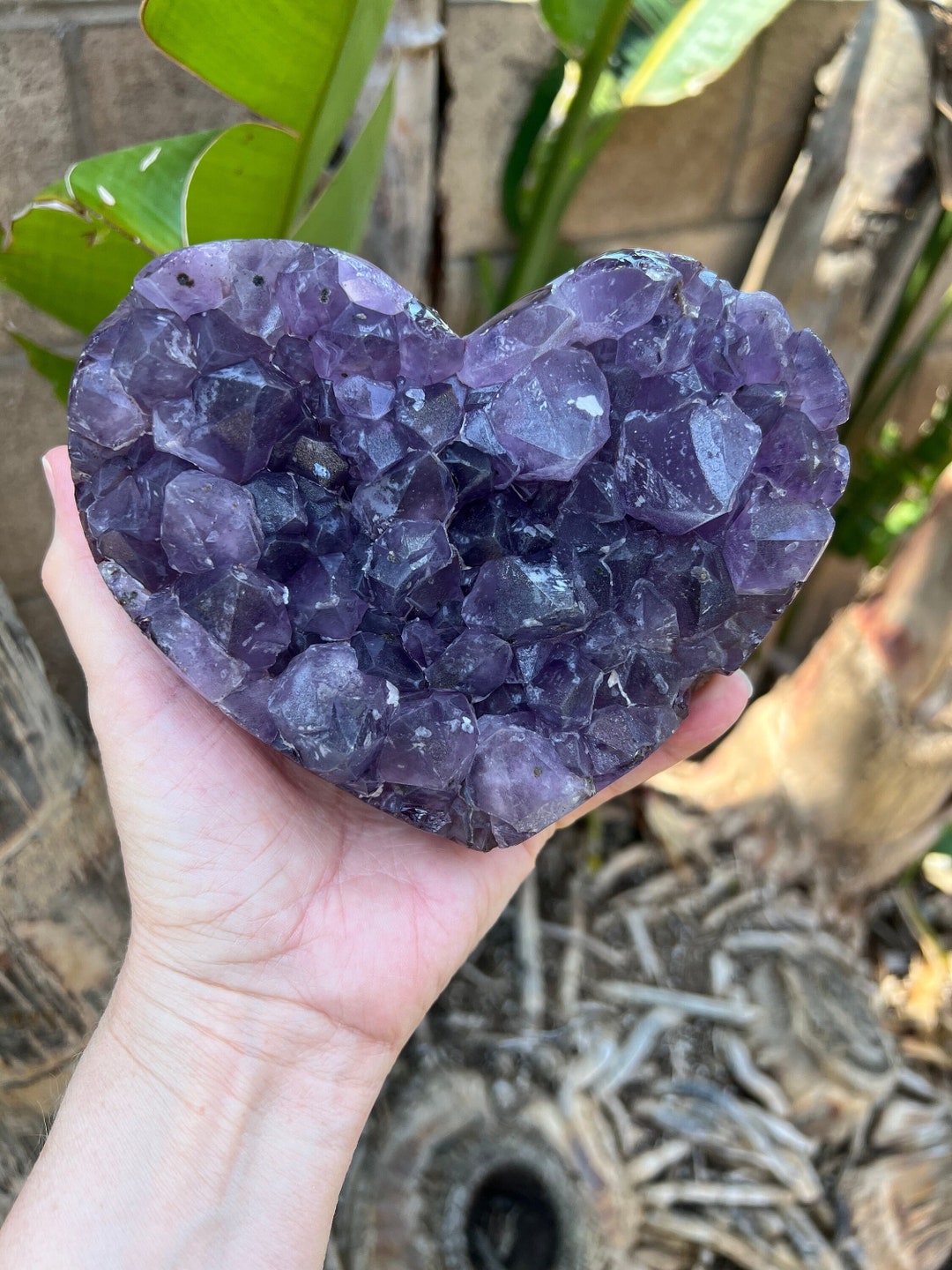 Impresionante corazón de cristal de cuarzo amatista morado brasileño ...