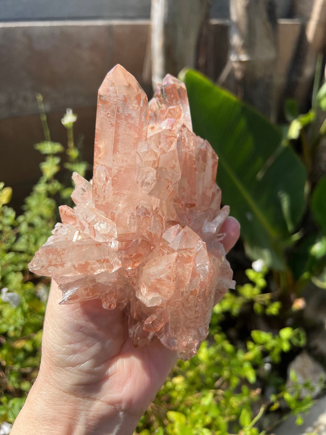 AAA Tangerine Orange Quartz Crystal Cluster With Rainbows and Stand Top ...
