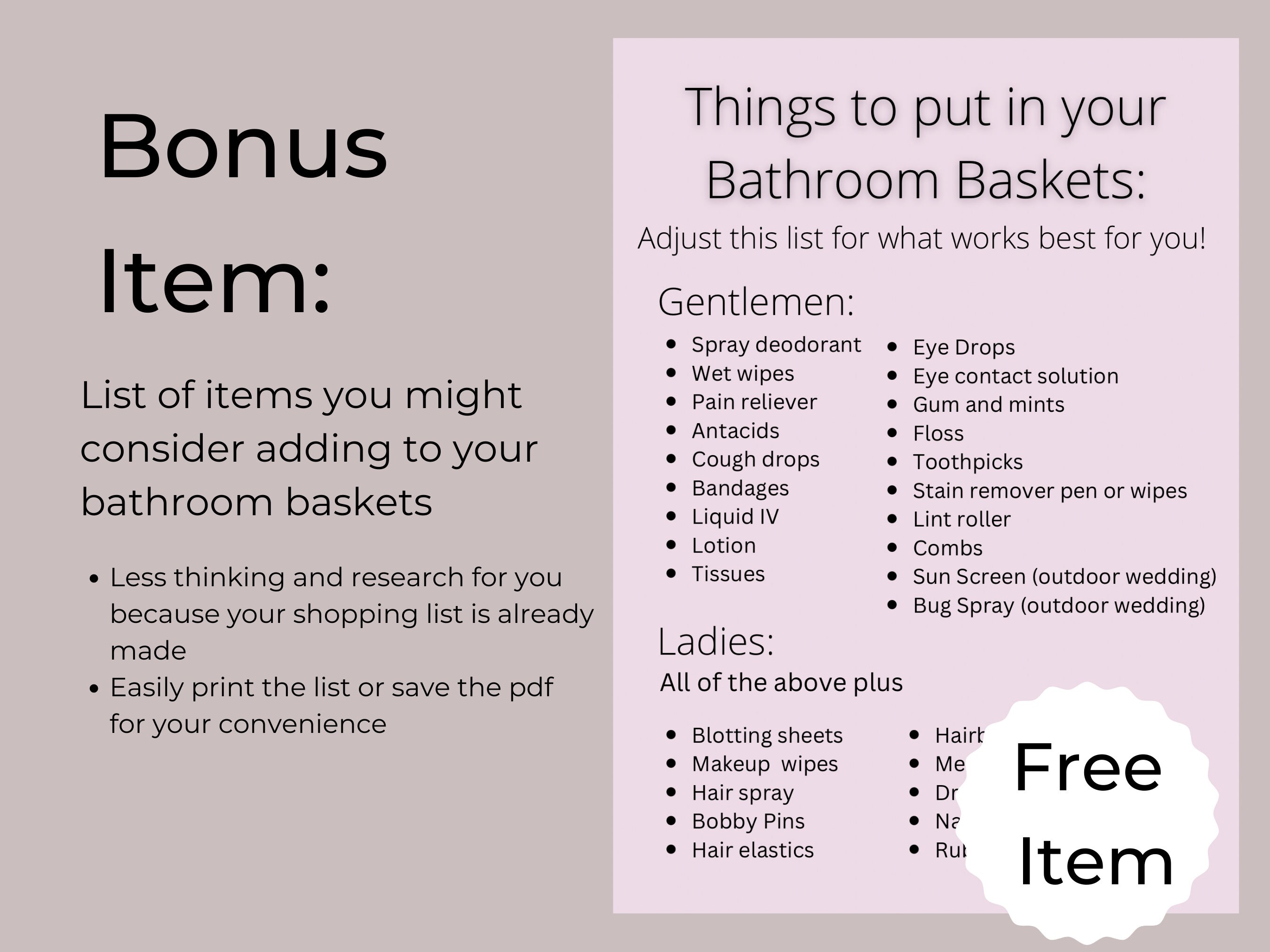 Bathroom Basket Signs Digital Download - Etsy