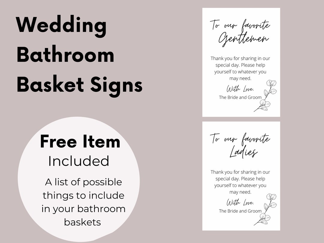 Bathroom Basket Signs Digital Download - Etsy