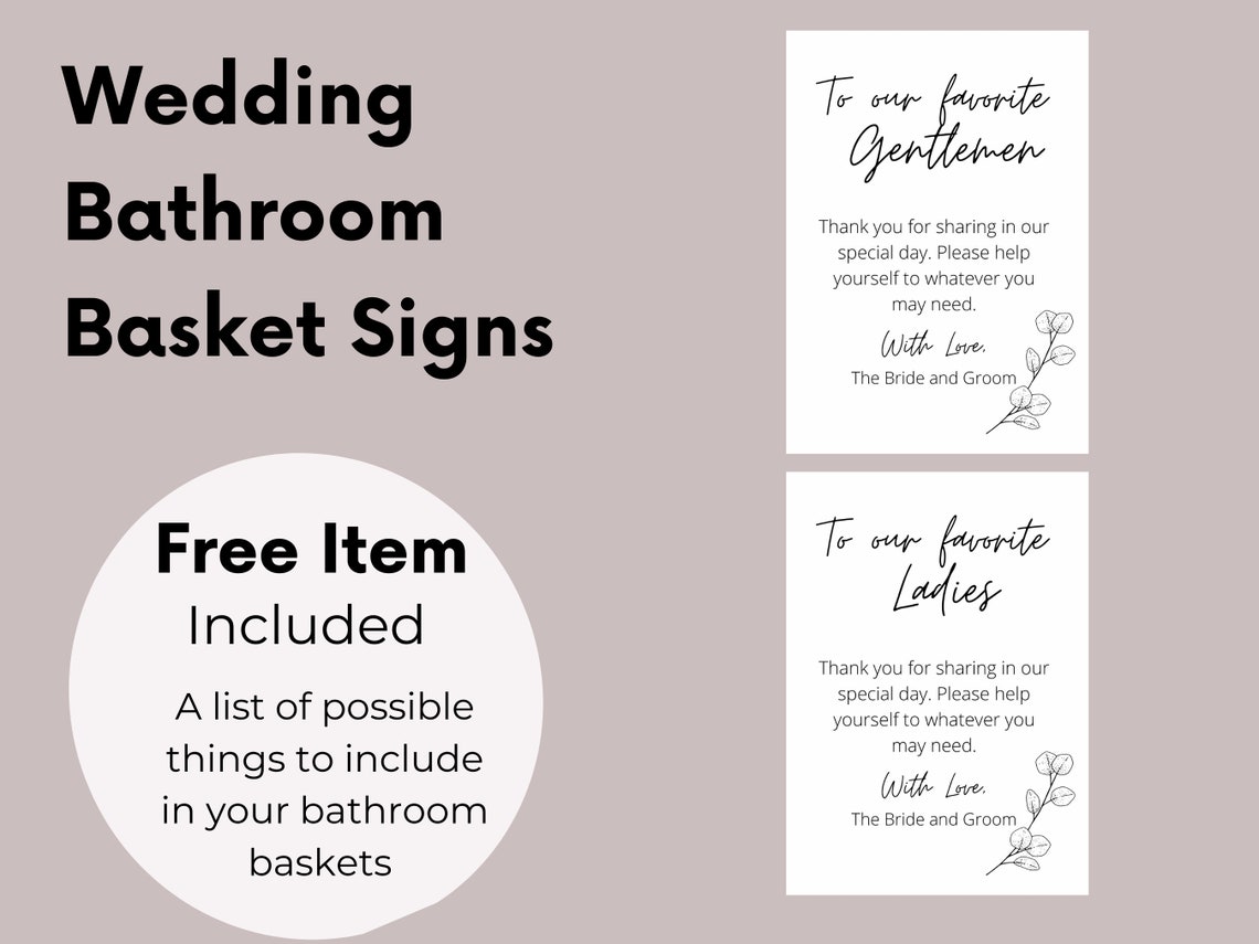 Bathroom Basket Signs Digital Download - Etsy