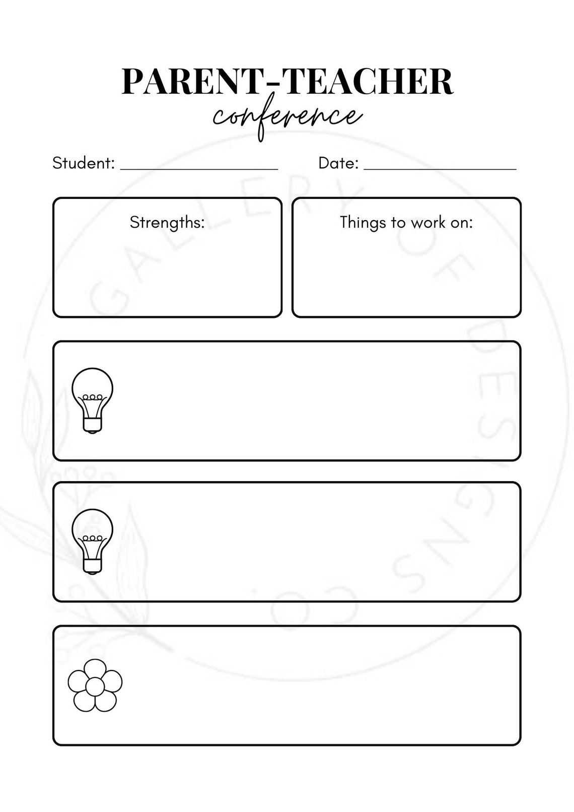 Parent Teacher Conference, Downloadable School Paper, Digital Download ...