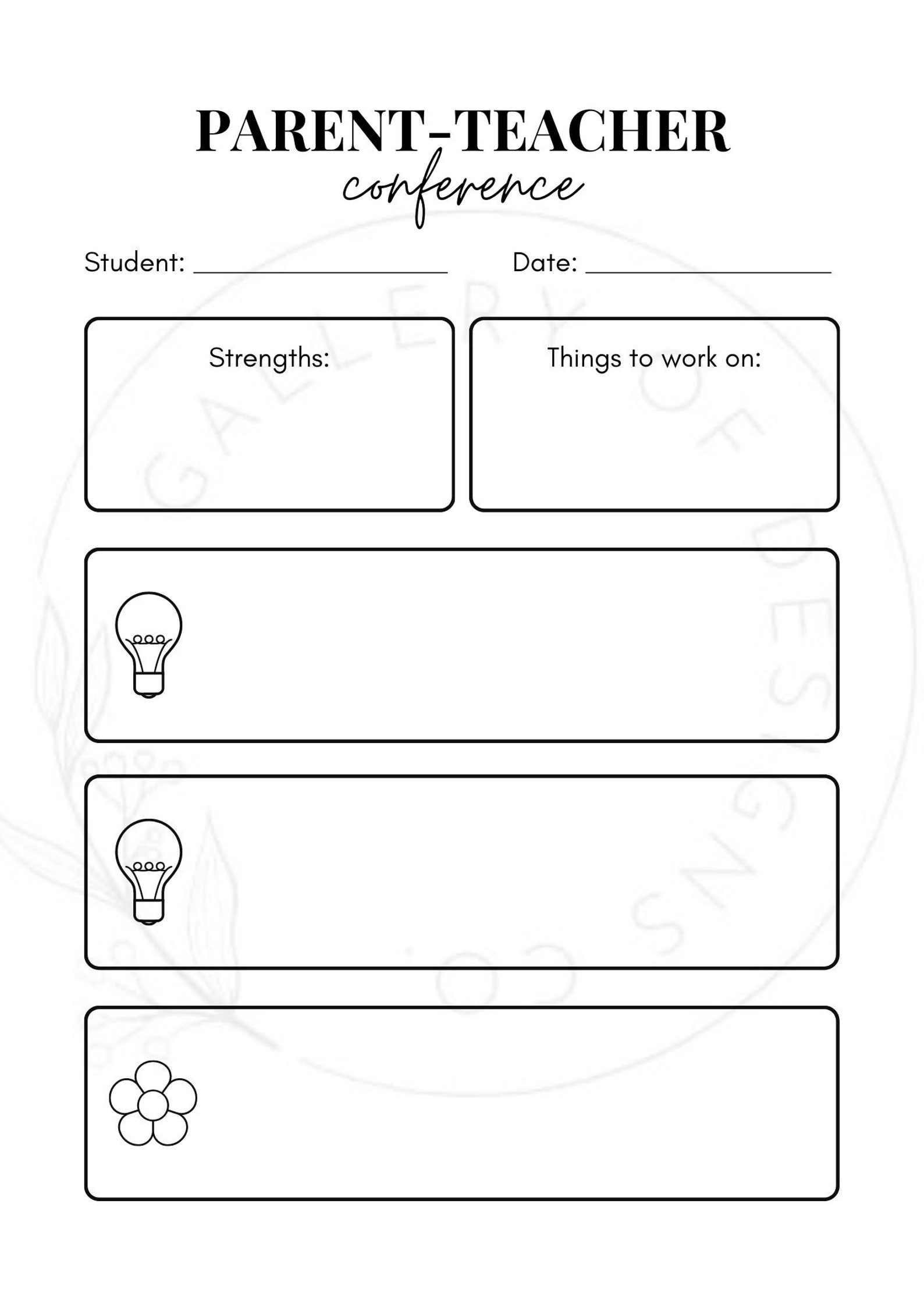 Parent Teacher Conference, Downloadable School Paper, Digital Download ...