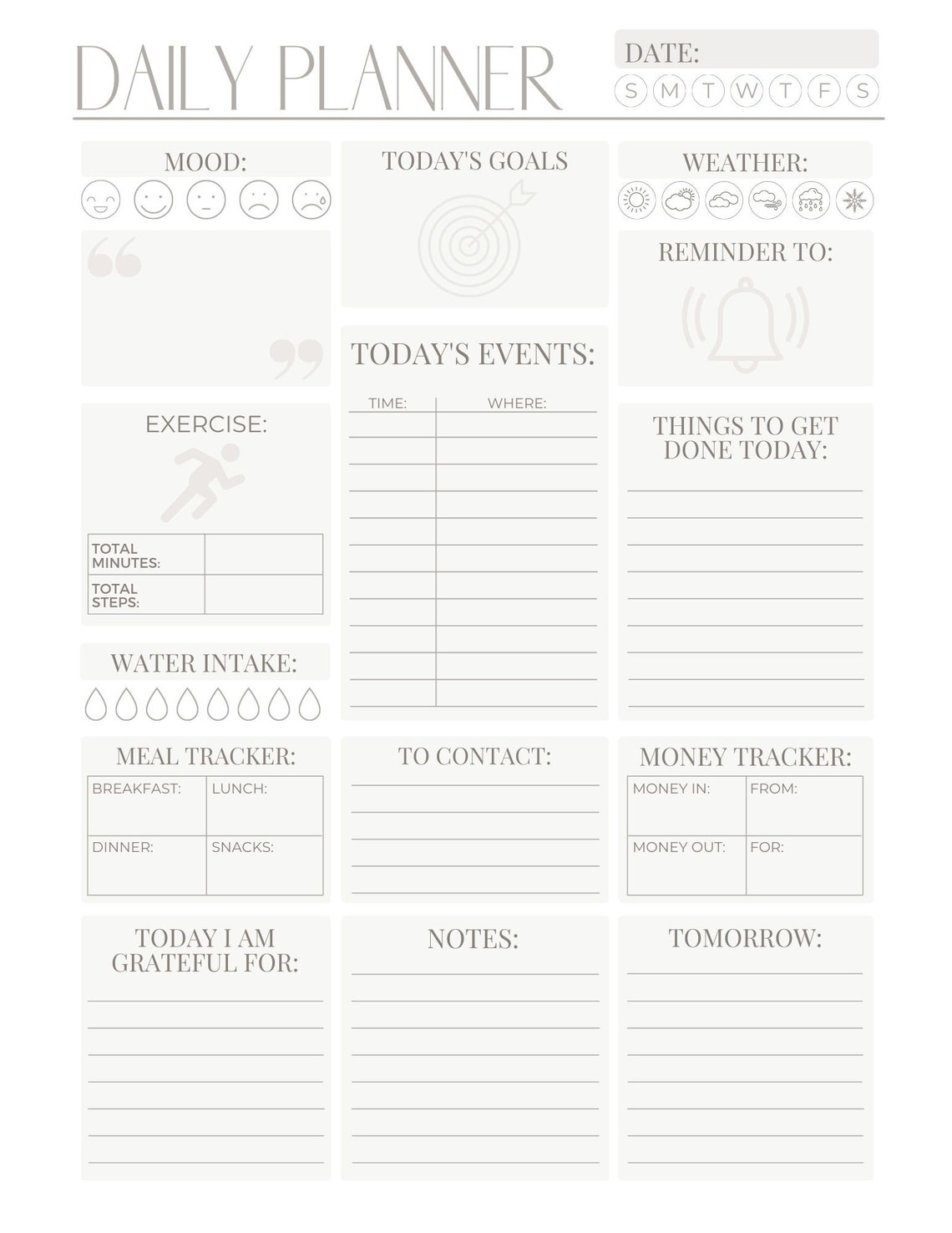 Daily to Do List Daily Planner Instant Download Minimal - Etsy