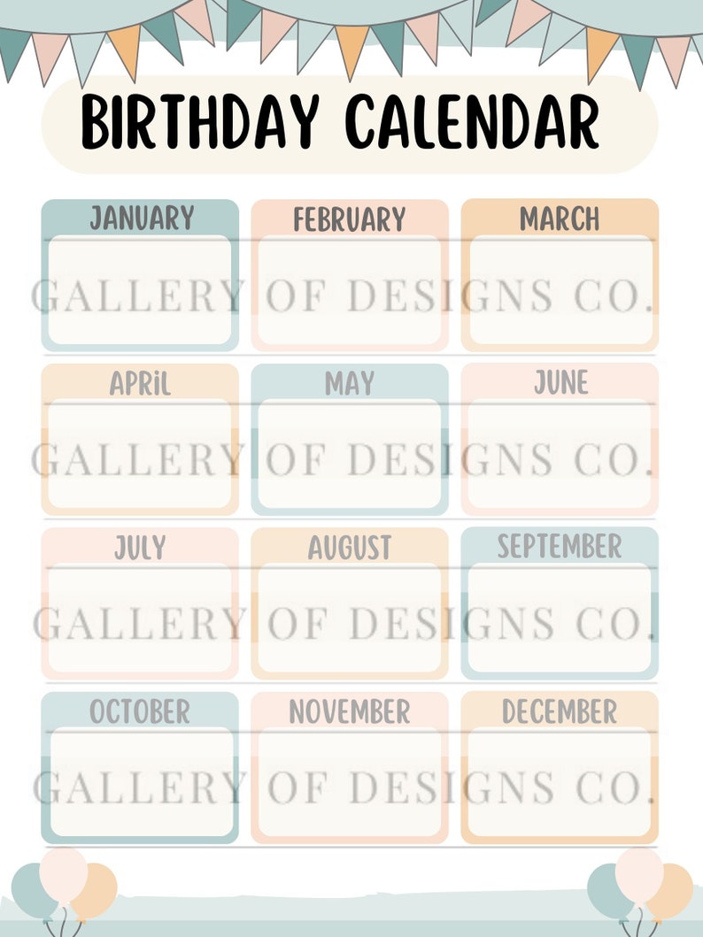 Class Birthday Celebrants, Classroom Birthday Poster, Birthday Calendar ...