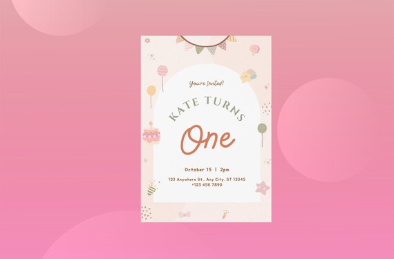 Baby Invitation 1st Birthday Invitation Baby Turns 1 - Etsy