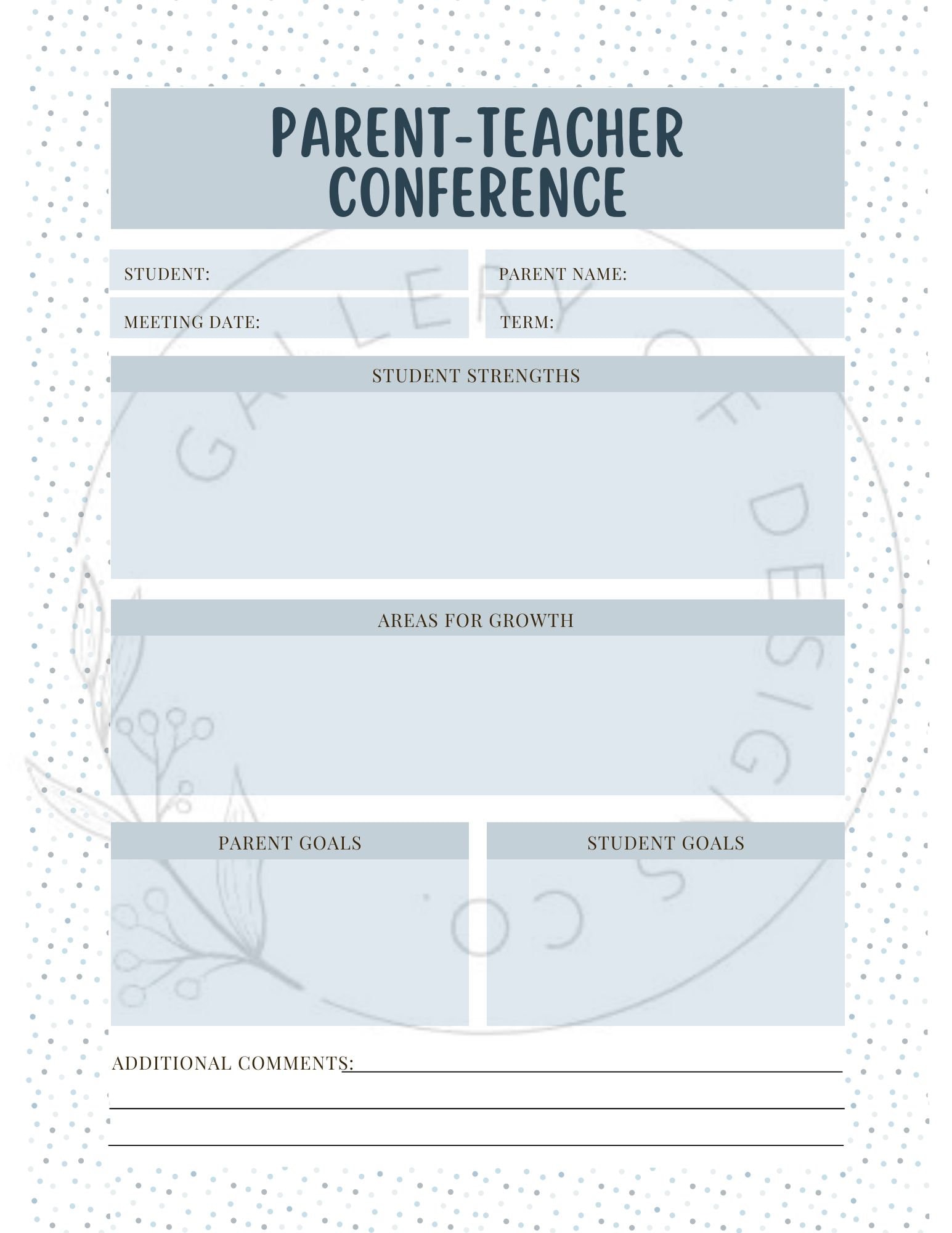 Parent Teacher Conference, School Conference Paper, Downloadable ...