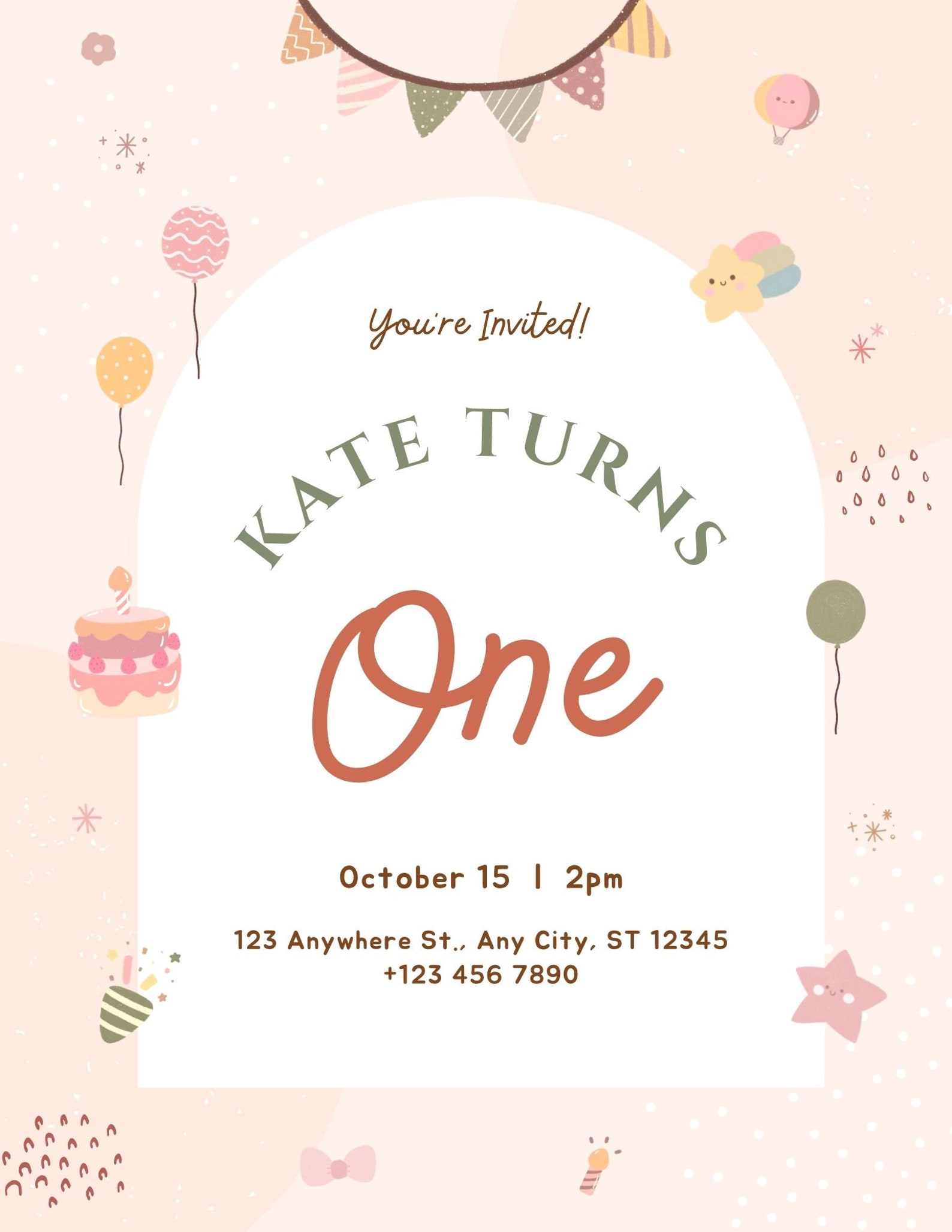 Baby Invitation, 1st Birthday Invitation, Baby Turns 1 Invitation, 1st ...