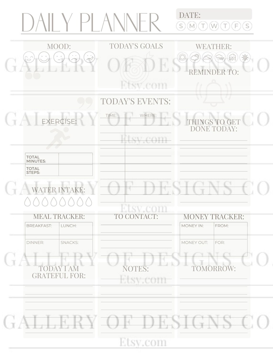 Daily to Do List, Daily Planner, Instant Download, Minimal Productivity ...