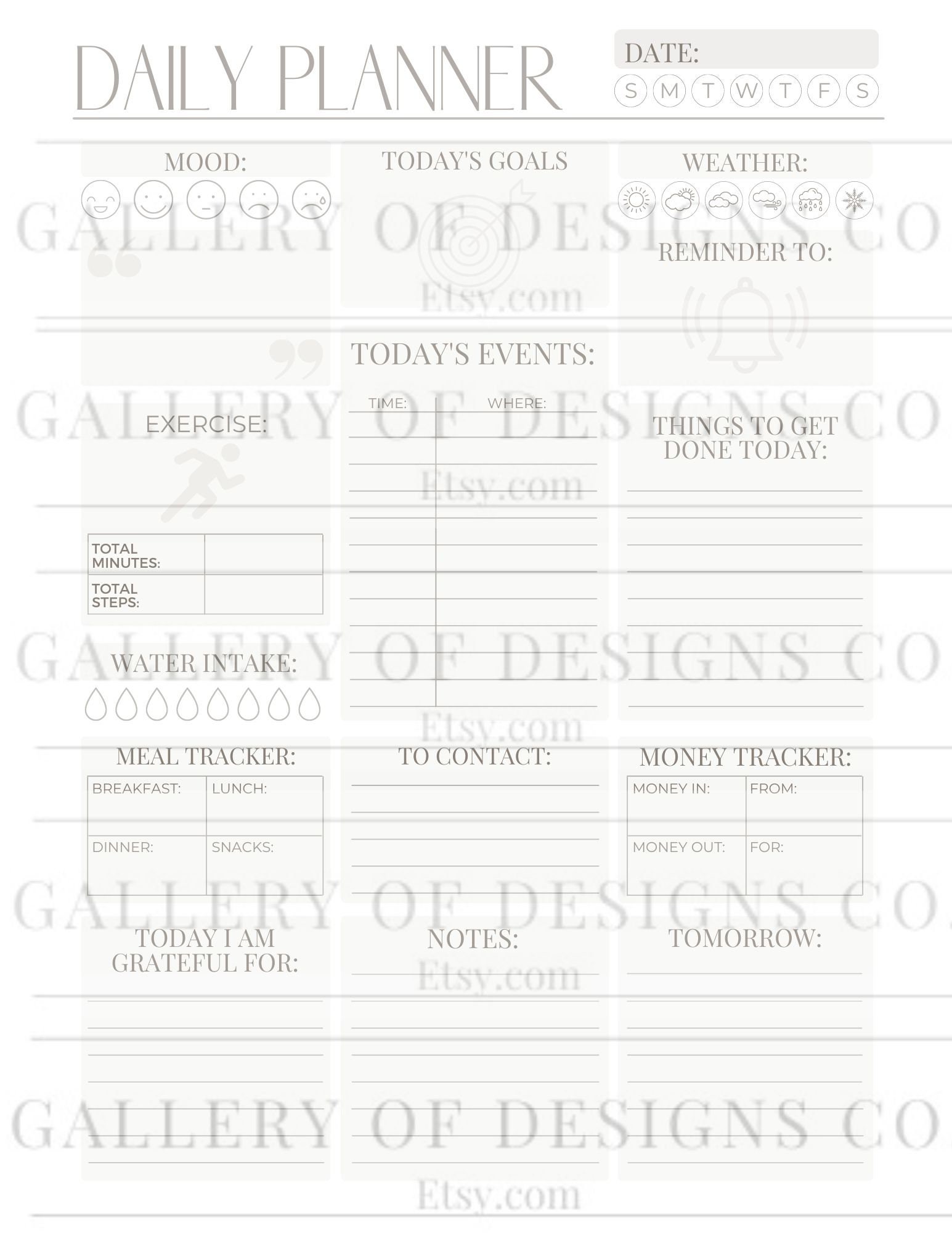 Daily to Do List, Daily Planner, Instant Download, Minimal Productivity ...