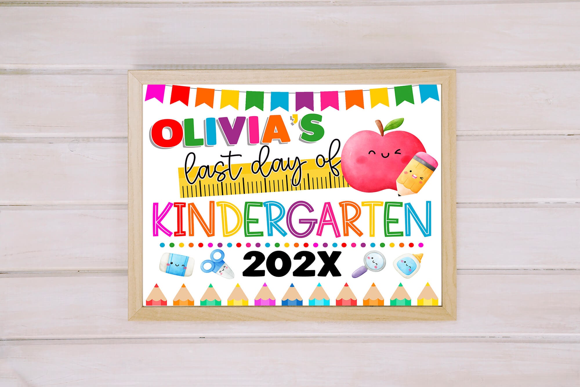 Last Day of Kindergarten With Name Sign Template Editable, Printable ...