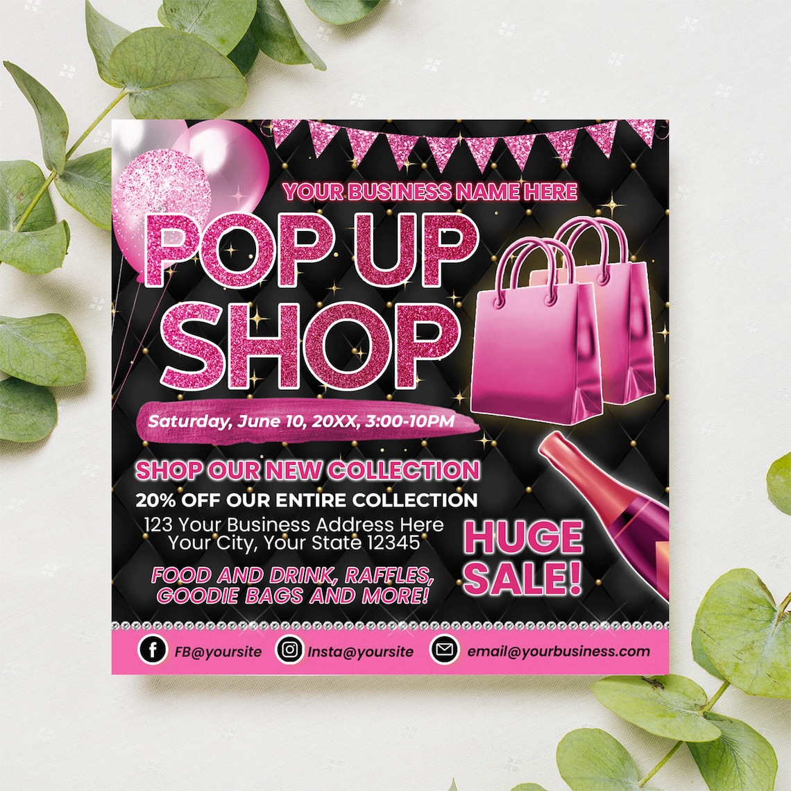DIY Pop up Shop Flyer, Boutique Flyer, Event Flyer, Sip and Shop Flyer ...