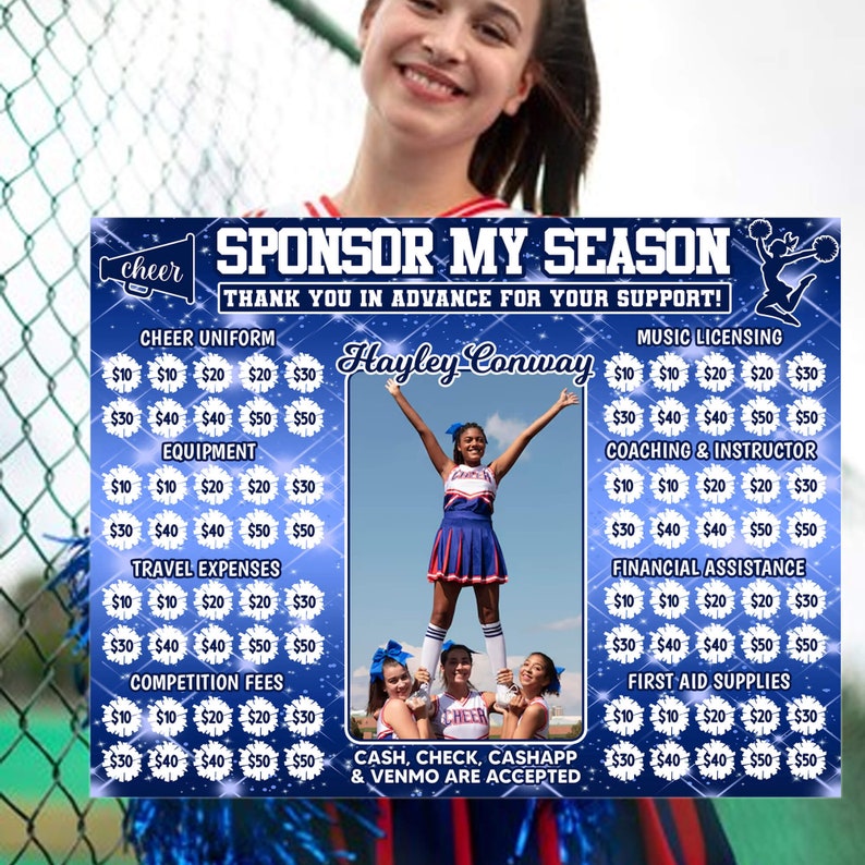 Editable Cheerleader Fundraiser Donation Calendar Template, Pick a Date ...