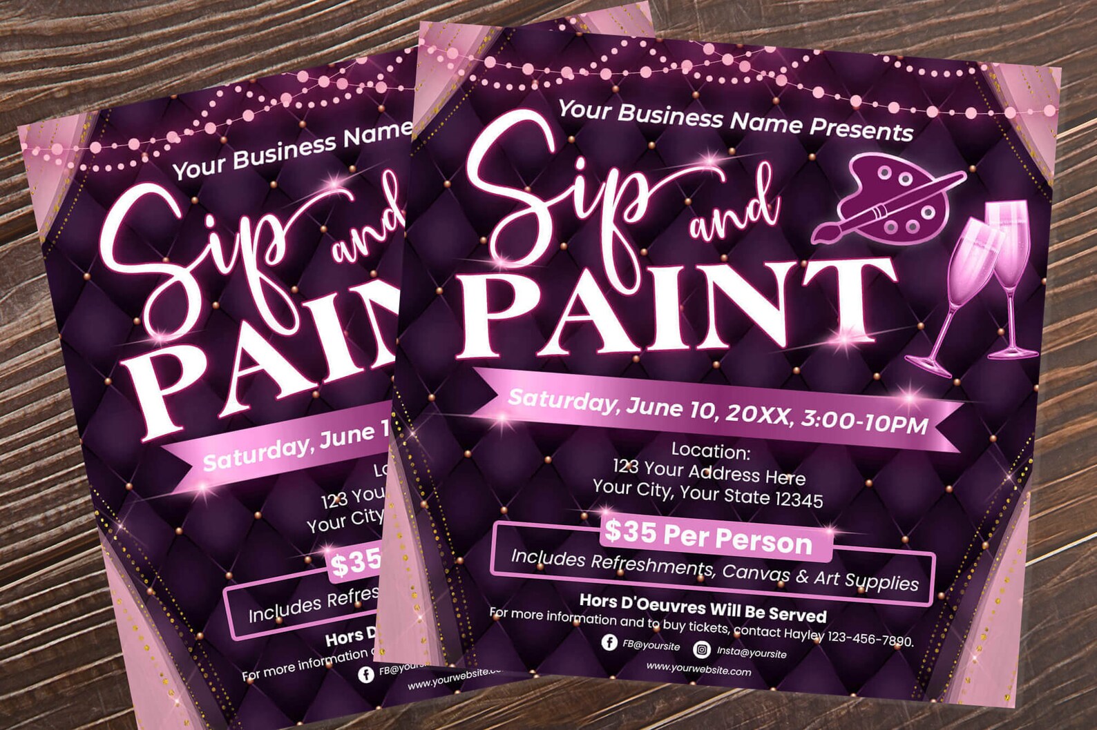 Editable Sip and Paint Flyer Template, Paint and Sip Flyer, Event Flyer ...