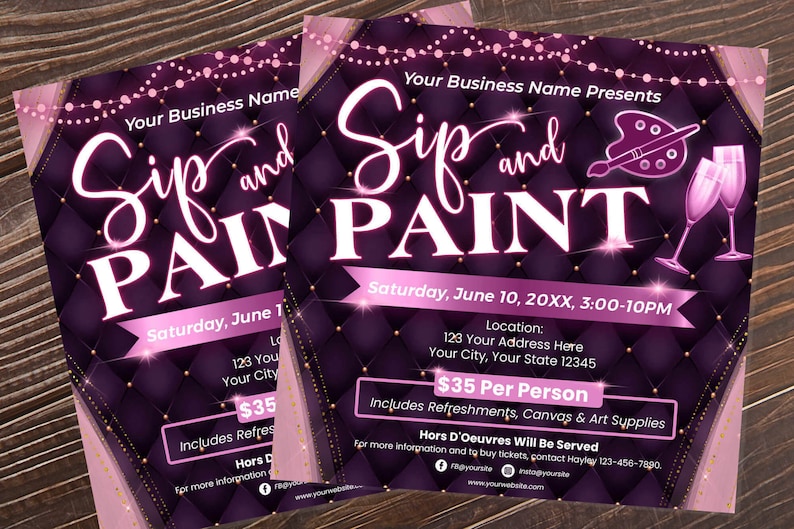 Editable Sip and Paint Flyer Template, Paint and Sip Flyer, Event Flyer ...