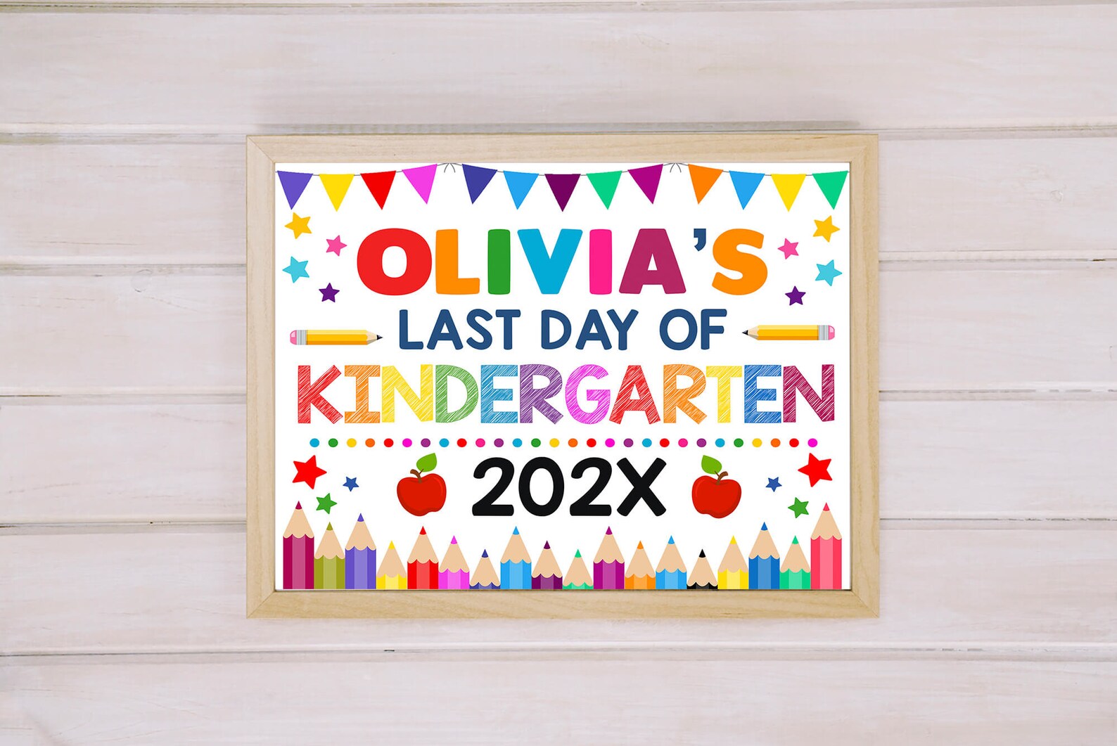 Last Day of Kindergarten With Name Sign Template, Editable Kinder End ...