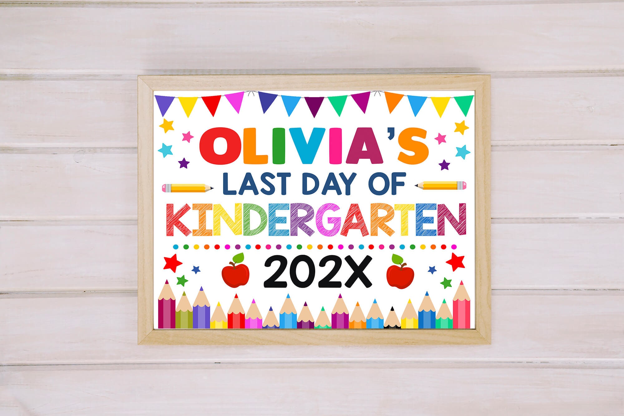 Last Day of Kindergarten With Name Sign Template, Editable Kinder End ...