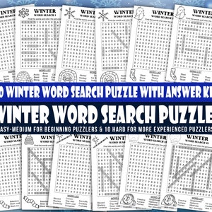 20 Winter Word Search Puzzles for Kids, Printable Holiday Games (PDF ...