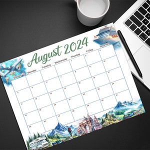 PDF Travel Wanderlust August 2024 Themed Calendar, Printable Travel ...