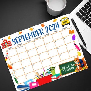 Printable Back to School September 2024 Calendar - Etsy