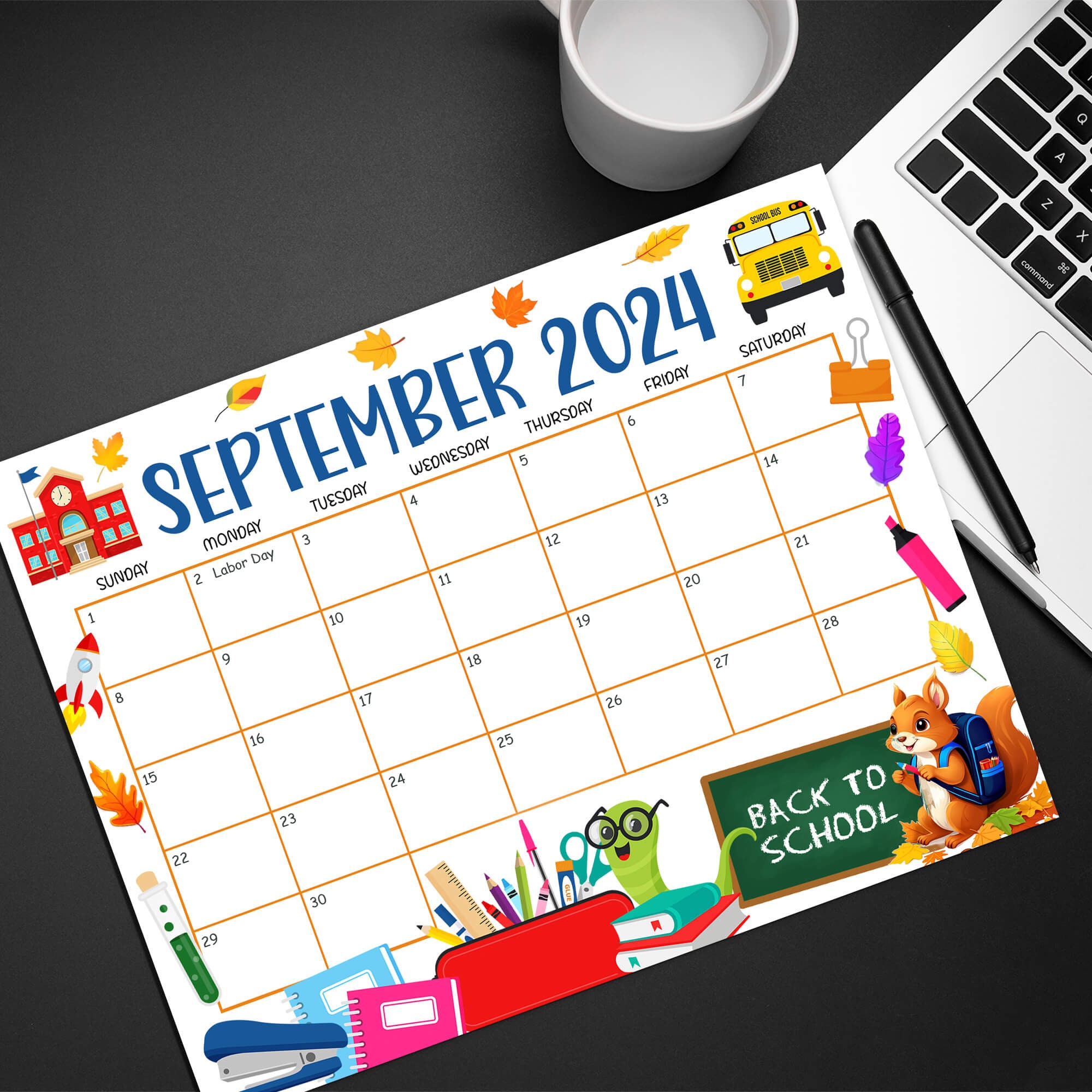 Printable Back to School September 2024 Calendar - Etsy