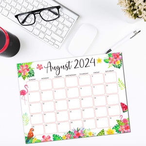 PDF August 2024 Tropical Themed Calendar, Printable Tropical Escape ...