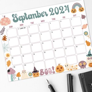 Spooky September 2024 Calendar Printable for Halloween - Etsy