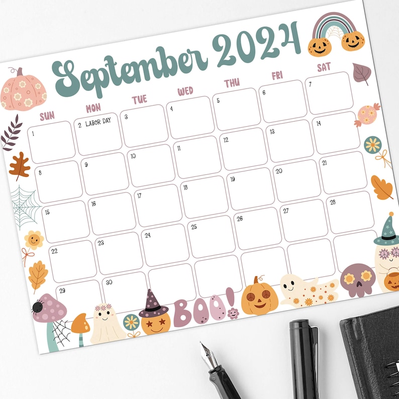 Spooky September 2024 Calendar Printable for Halloween - Etsy