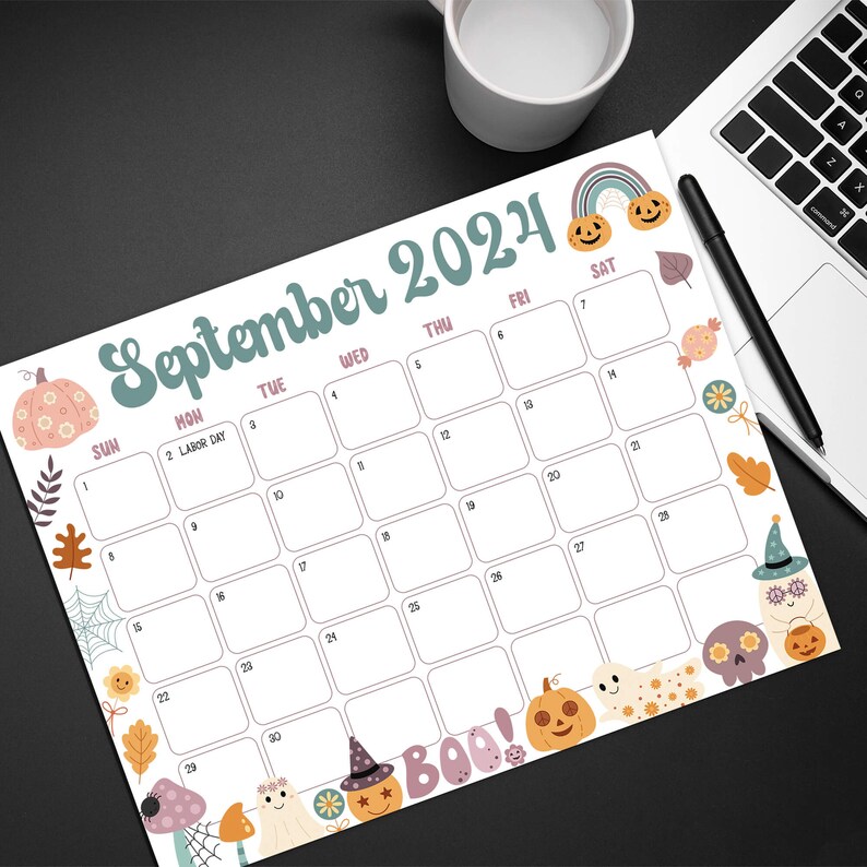 Spooky September 2024 Calendar Printable for Halloween - Etsy