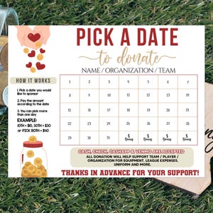 Printable Fundraising Calendar for Any Event - Etsy