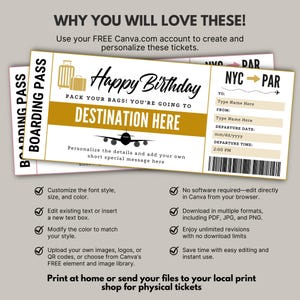 Editable Boarding Pass Template | Printable Plane Ticket | Birthday ...