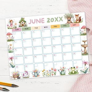 Editable Magical Garden June Calendar Template | Fairy Garden Monthly ...