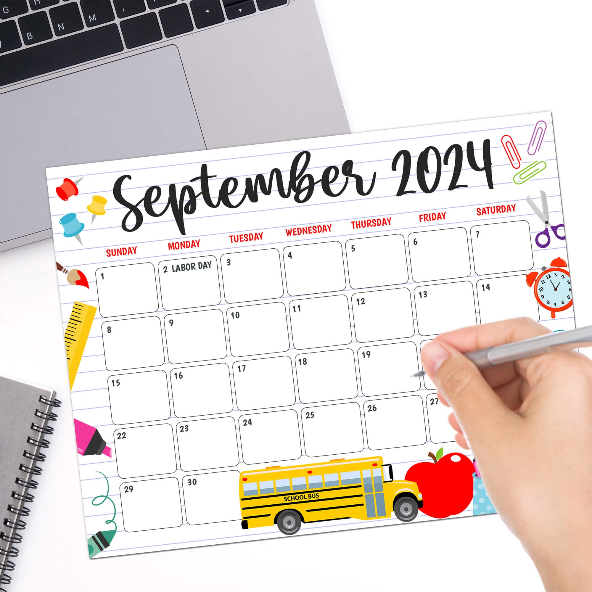 Printable September 2024 Calendar for Back to School - Etsy