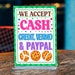 Printable We Accept Payments Sign Cash, Credit, PDF Cookie Fundraising ...