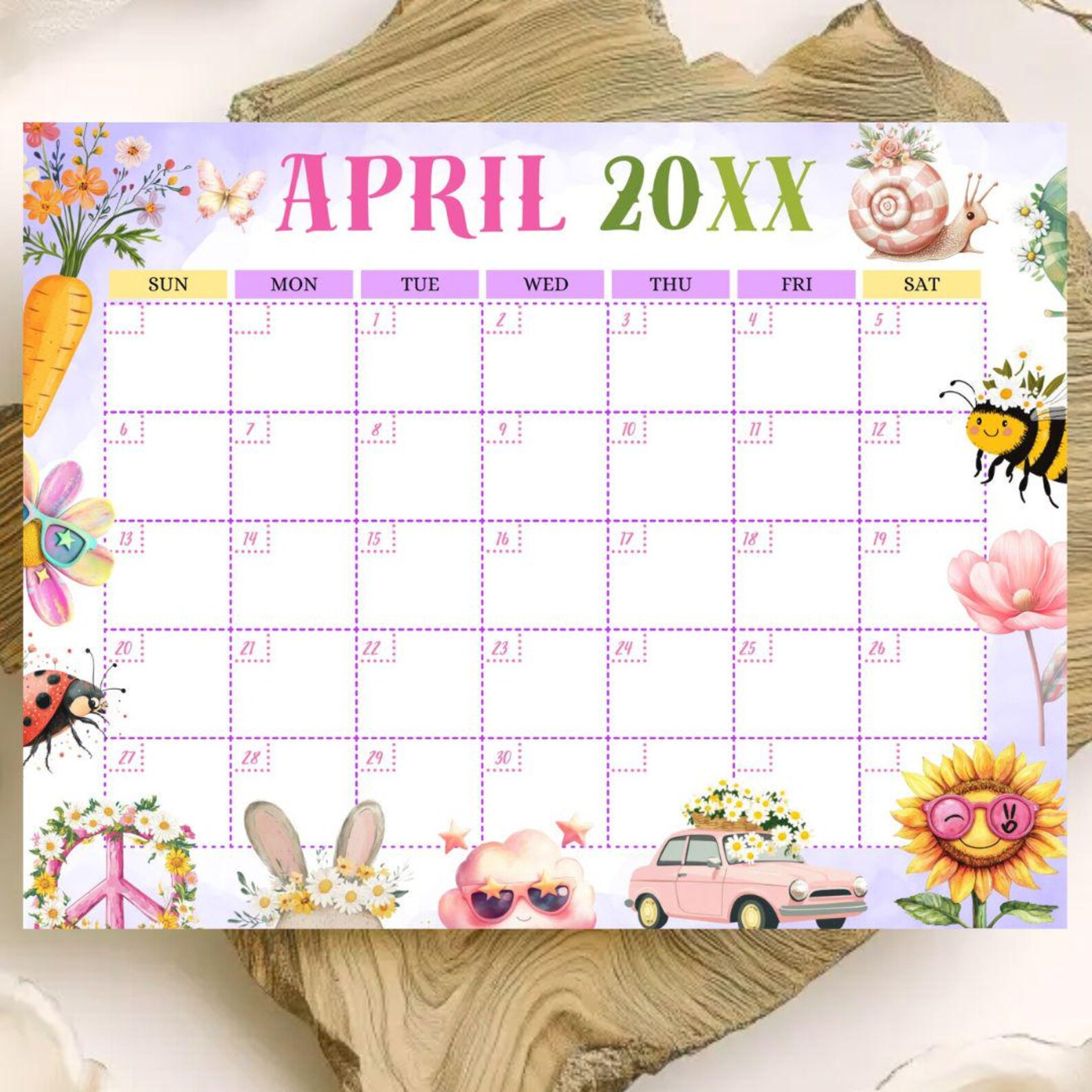 EDITABLE April 2025 Calendar, Spring Printable April Calendar, Floral ...