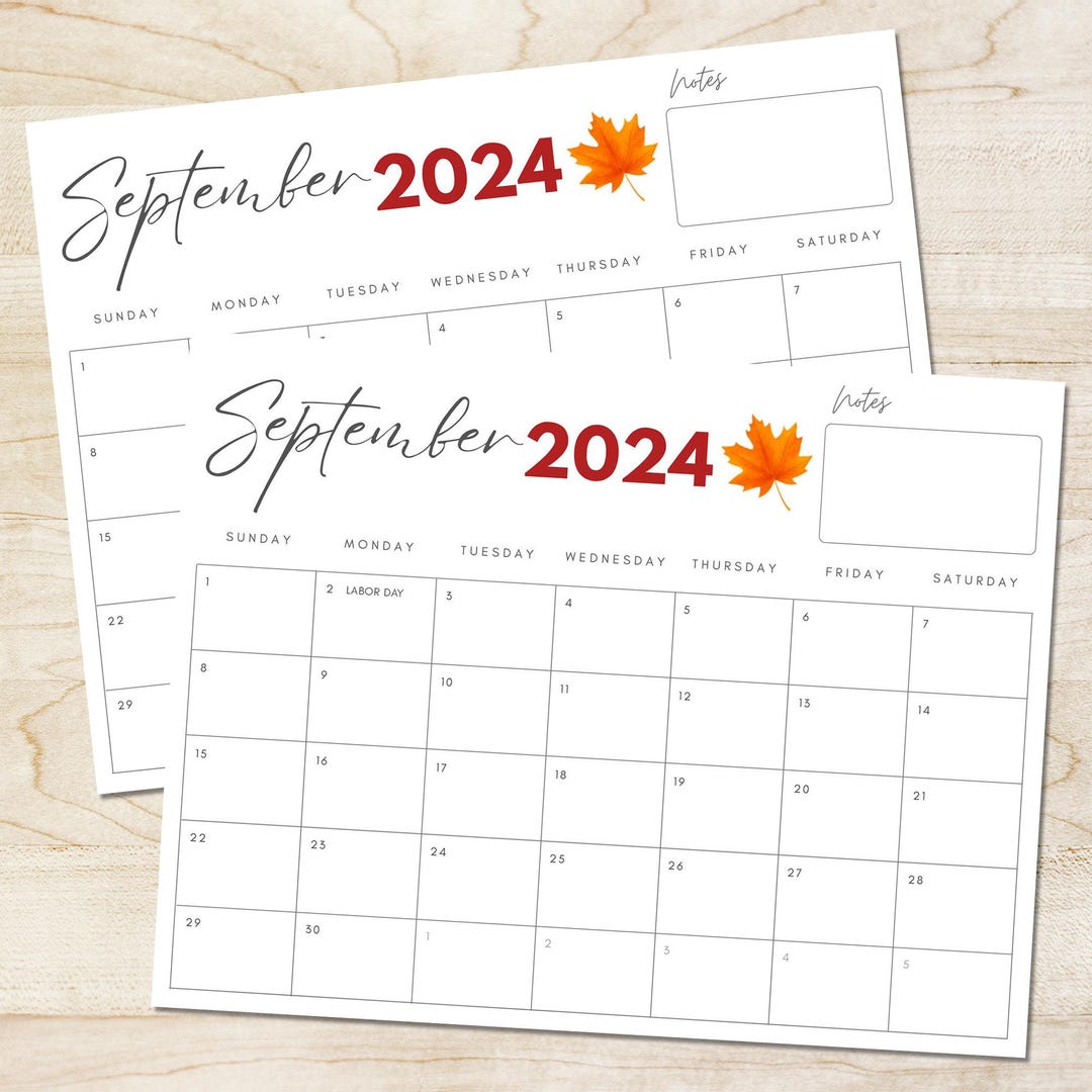 Minimalist Printable September 2024 Calendar - Etsy