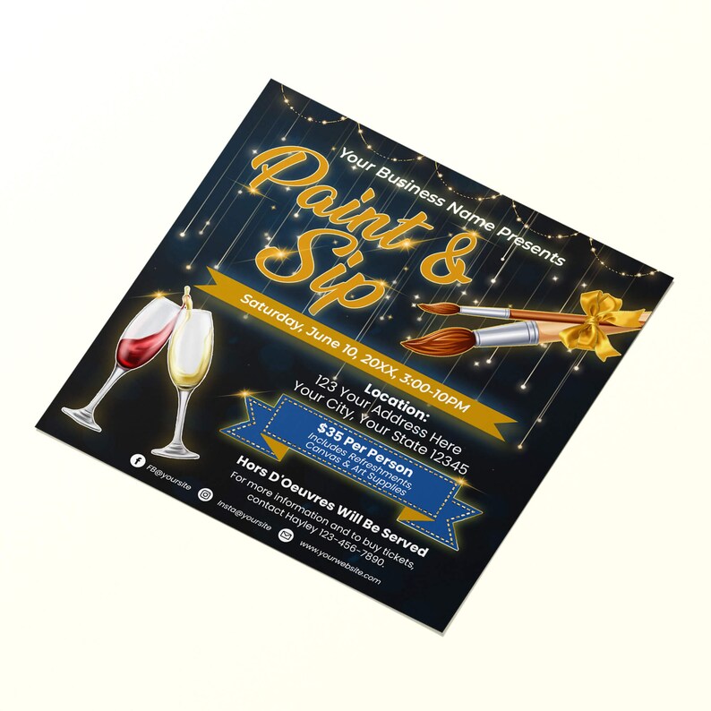 DIY Paint and Sip Flyer, Paint Party Flyer, Editable Sip and Paint ...